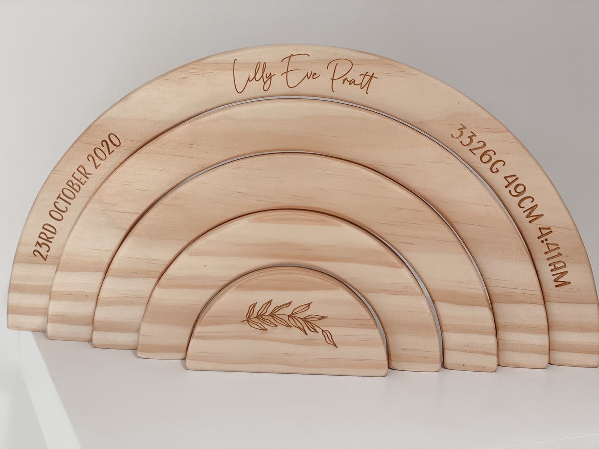 Rainbow Puzzle - Birth Details - Timber – Laser Sharp Creations